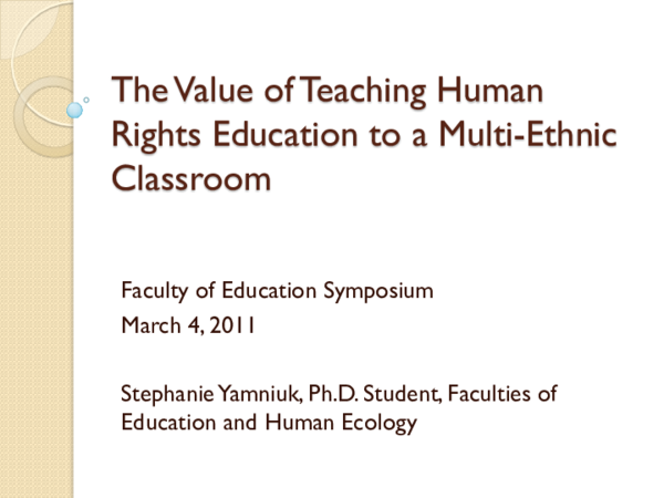 (PDF) The Value of Teaching Human Rights Education to a Multi-Ethnic ...