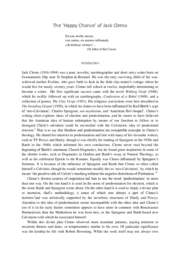 (PDF) The Happy Chance of Jack Clemo