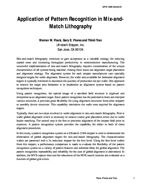 (PDF) Application of pattern recognition in mix-and-match lithography