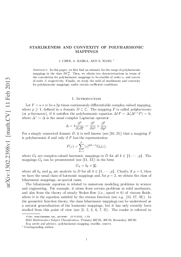 (PDF) Starlikeness and convexity of polyharmonic mappings