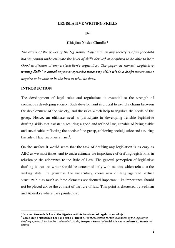 (DOC) LEGISLATIVE WRITING SKILLS