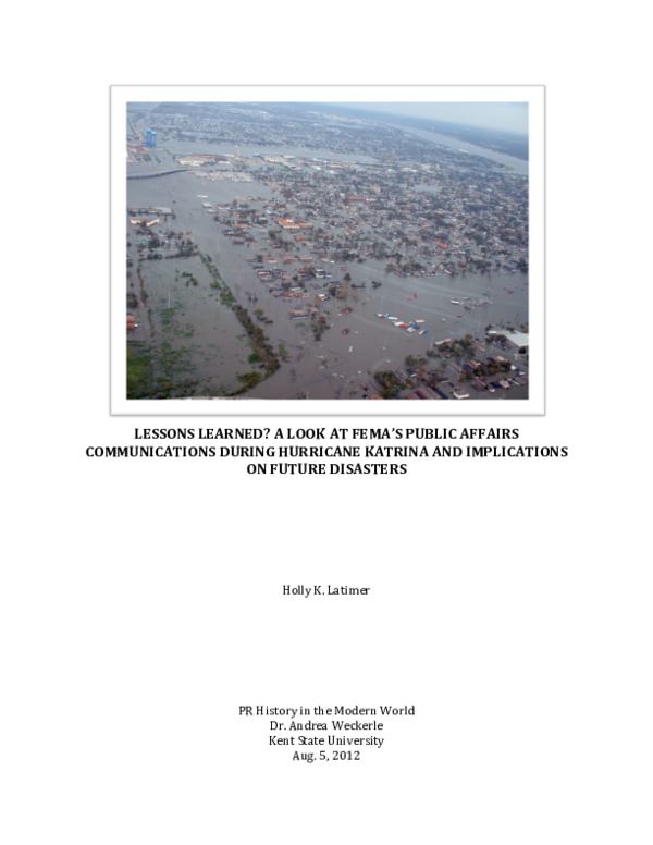 (PDF) LESSONS LEARNED? A LOOK AT FEMA'S PUBLIC AFFAIRS COMMUNICATIONS ...