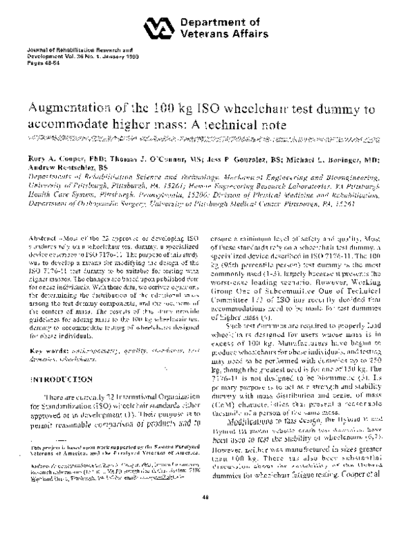 (PDF) ISO wheelchair test dummy to accommodate higher mass : A ...