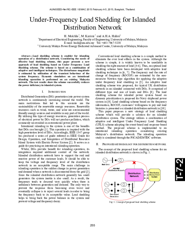 (PDF) Under-Frequency Load Shedding for Islanded Distribution Network
