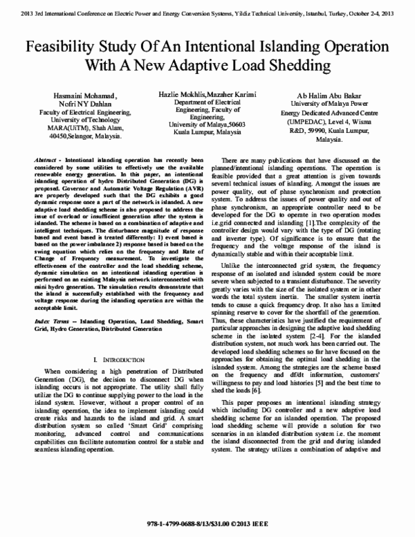 (PDF) Feasibility study of an intentional islanding operation with a new adaptive load shedding ...