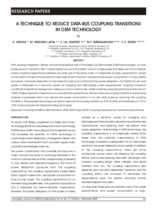 Pdf A Technique To Reduce Data Bus Coupling Transitions In Dsm