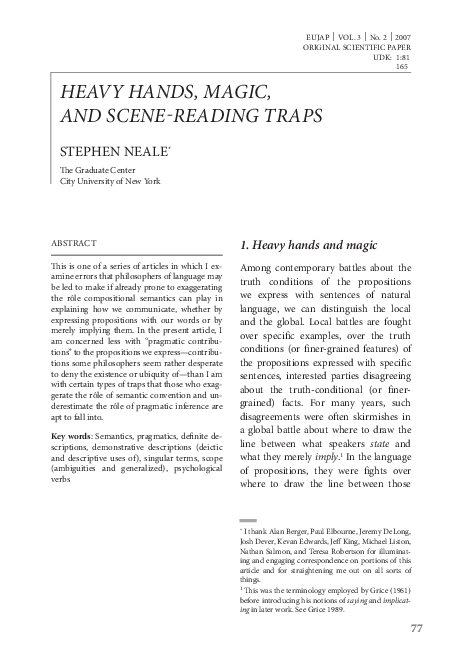 (PDF) HEAVY HANDS, MAGIC, AND SCENE-READING TRAPS