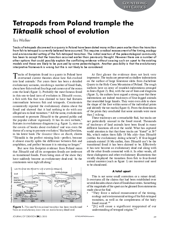 (PDF) Tetrapods from Poland trample the Tiktaalik school of evolution