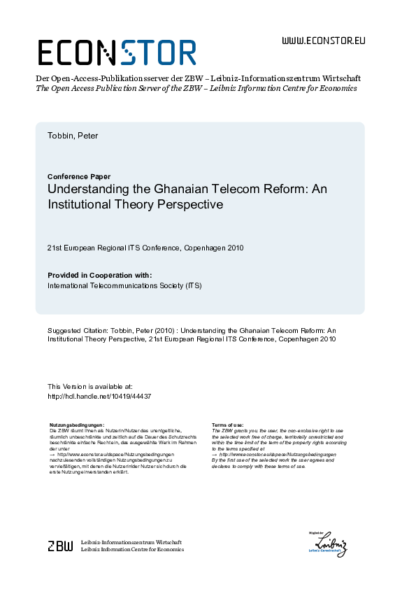 (PDF) Understanding the Ghanaian Telecom Reform: An Institutional ...