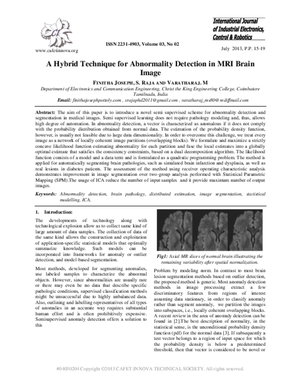Pdf A Hybrid Technique For Abnormality Detection In Mri Brain Image