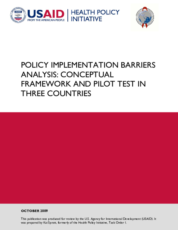 (PDF) POLICY IMPLEMENTATION BARRIERS ANALYSIS: CONCEPTUAL FRAMEWORK AND ...