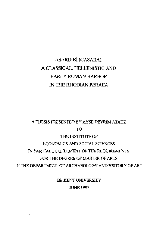 (PDF) Asardibi (Casara), a Classical, Hellenistic and Early Roman Habor ...