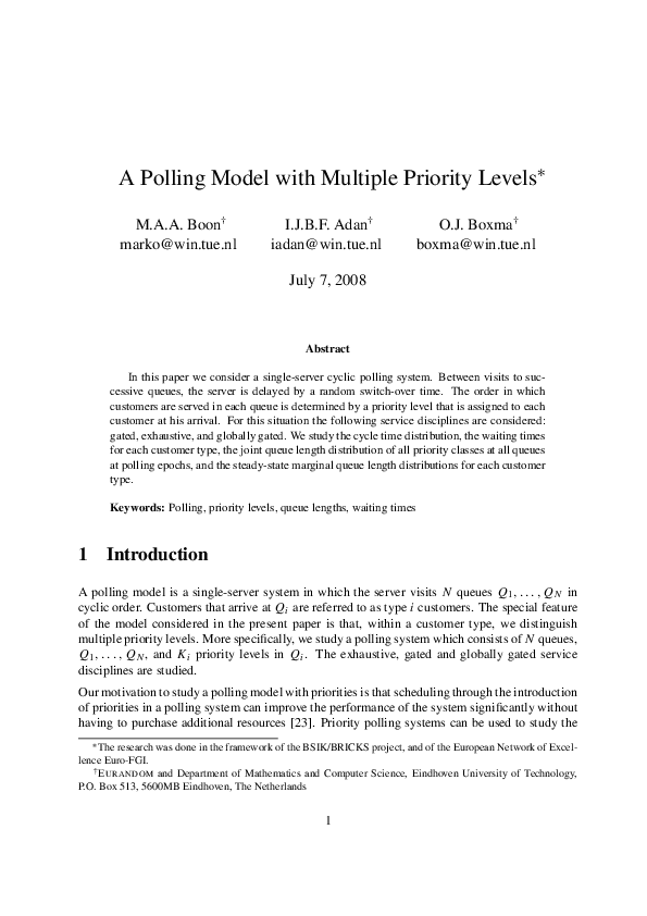 (PDF) A polling model with multiple priority levels