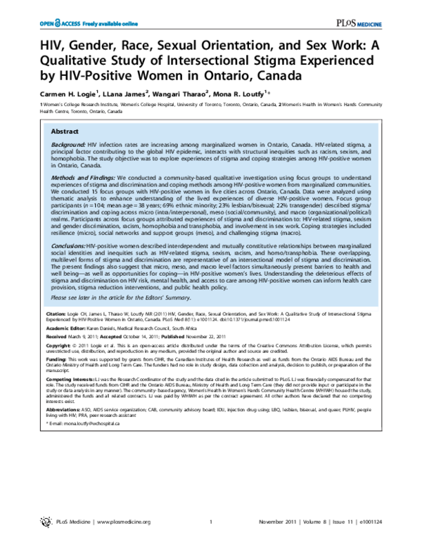 (PDF) HIV, Gender, Race, Sexual Orientation, and Sex Work: A ...