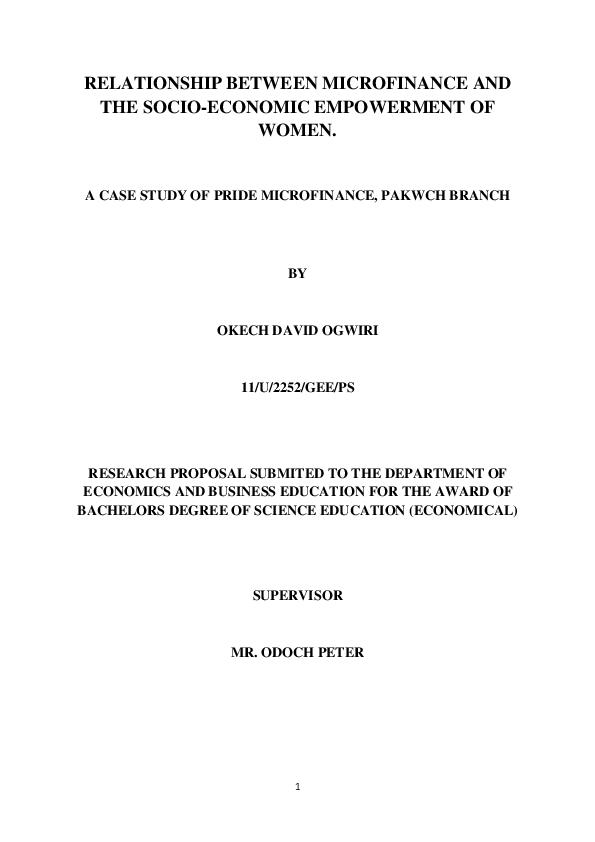 (DOC) MICROFINANCE AND THE EMPOWERMENT OF WOMEN