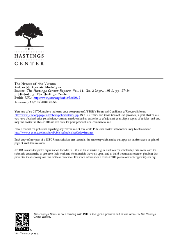 (PDF) Mac Intyre Virtues