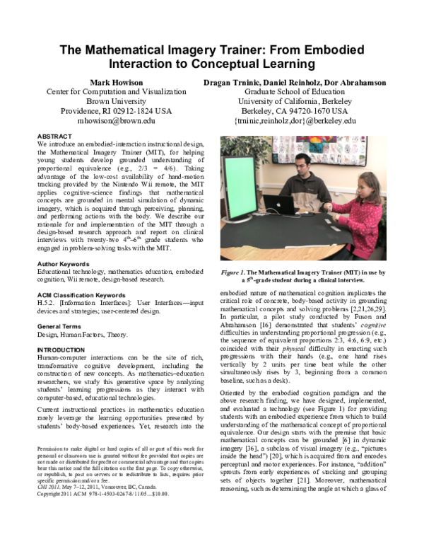 (PDF) The mathematical imagery trainer: from embodied interaction to ...