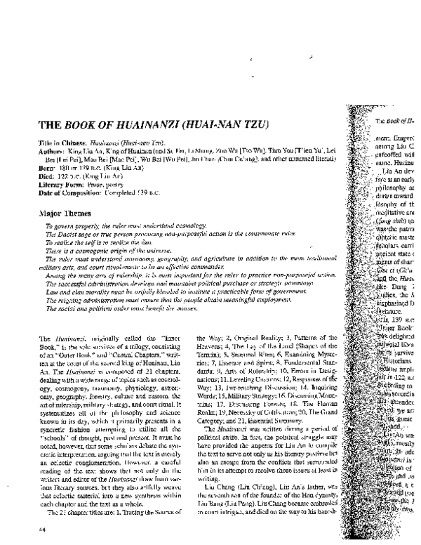 (PDF) The Book of Huainanzi
