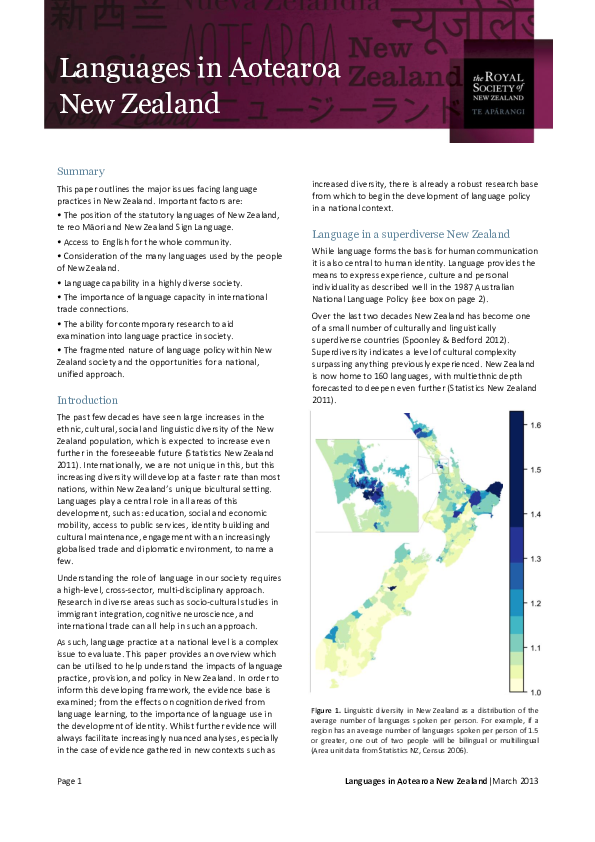 (PDF) Languages in Aotearoa New Zealand