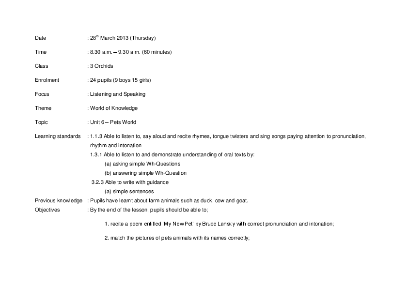 (DOC) Lesson Plan Poem