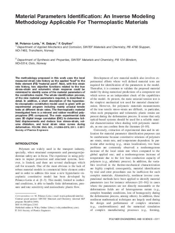 (PDF) Material Parameters Identification: An Inverse Modeling Methodology Applicable For ...