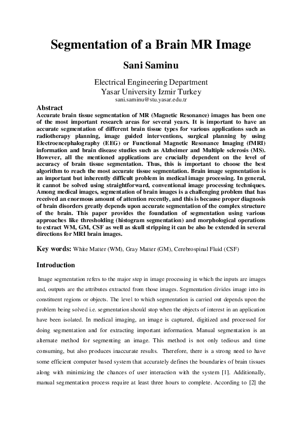 (PDF) BRAIN IMAGE SEGMENTATION