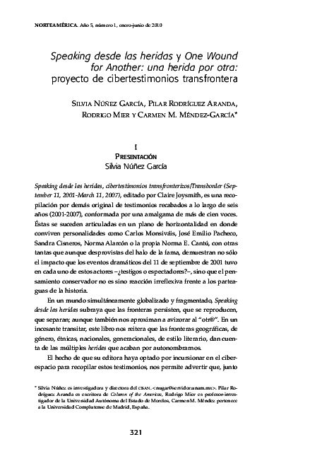 (PDF) Speaking desde las heridas y One Wound for Another: Una herida ...