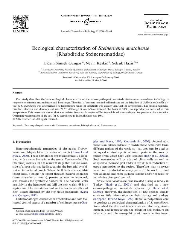 (PDF) A new entomopathogenic nematode, Steinernema anatoliense n. sp. (Rhabditida ...