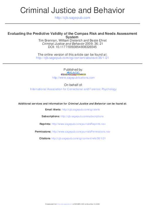 (PDF) Evaluating the Predictive Validity of the Compas Risk and Needs ...