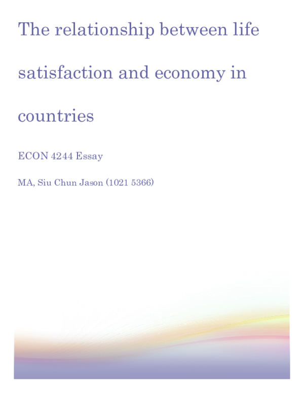 Doc The Relationship Between Life Satisfaction And Economy In Countries