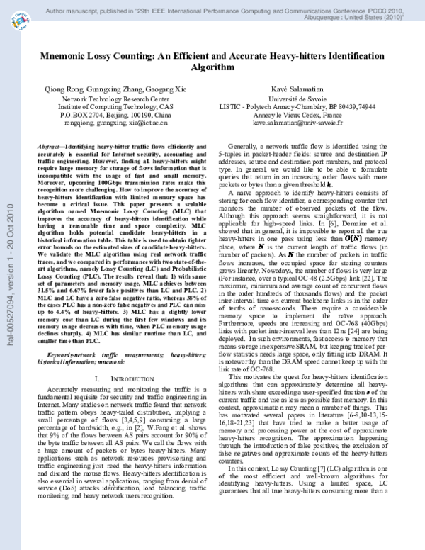 (PDF) Mnemonic Lossy Counting: An Efficient and Accurate Heavy-hitters ...