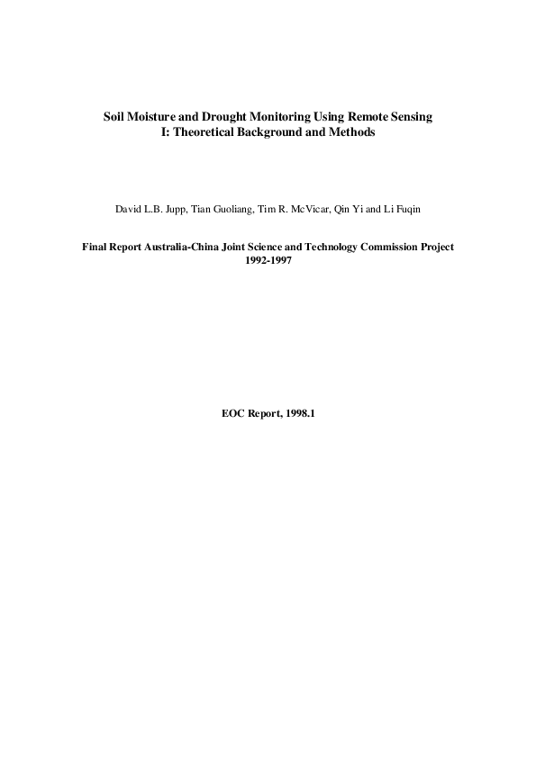 (PDF) Soil Moisture and Drought Monitoring Using Remote Sensing I: Theoretical Background and ...
