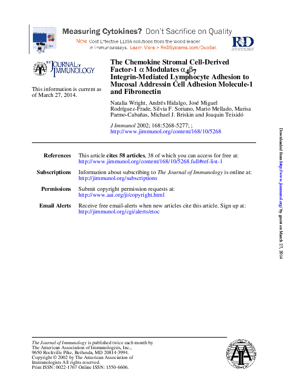 (PDF) and Fibronectin Addressin Cell Adhesion Molecule1 Lymphocyte ...