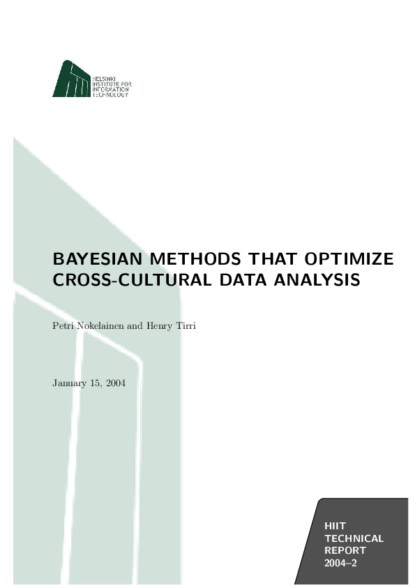 (PDF) BAYESIAN METHODS THAT OPTIMIZE CROSS-CULTURAL DATA ANALYSIS