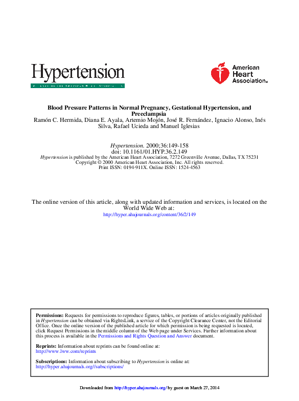 (PDF) Blood Pressure Patterns in Normal Pregnancy, Gestational ...