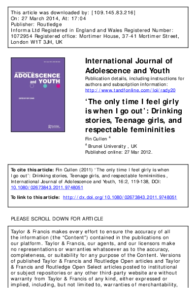 (PDF) Fin Cullen (2011) ‘The only time I feel girly is when I go out ...