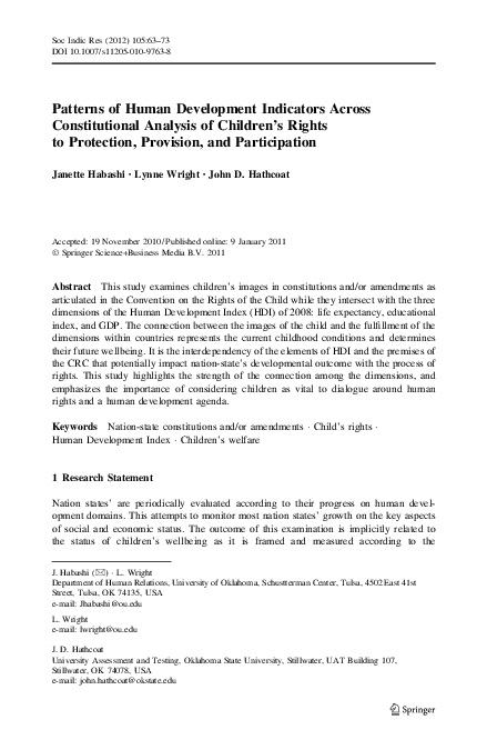 (PDF) Patterns of Human Development Indicators Across Constitutional ...