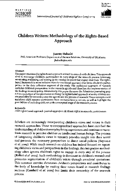 (PDF) Children Writers: Methodology of the Rights-Based Approach