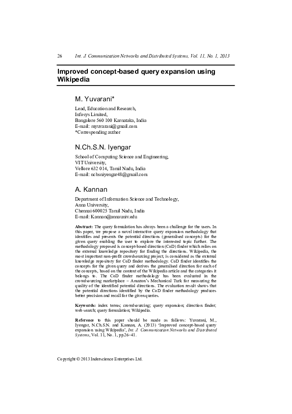 (PDF) Improved concept-based query expansion using Wikipedia