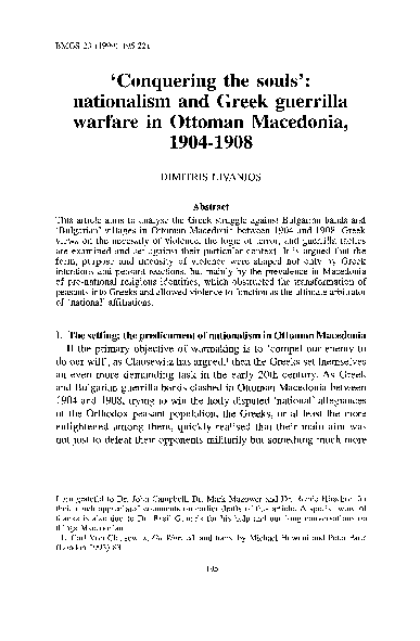 (PDF) 'Conquering the Souls': nationalism and Greek guerrilla warfare ...