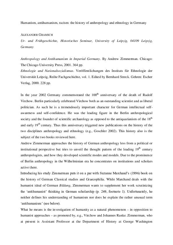 (PDF) Humanism, Antihumanism, Racism: The History of Anthropology and ...