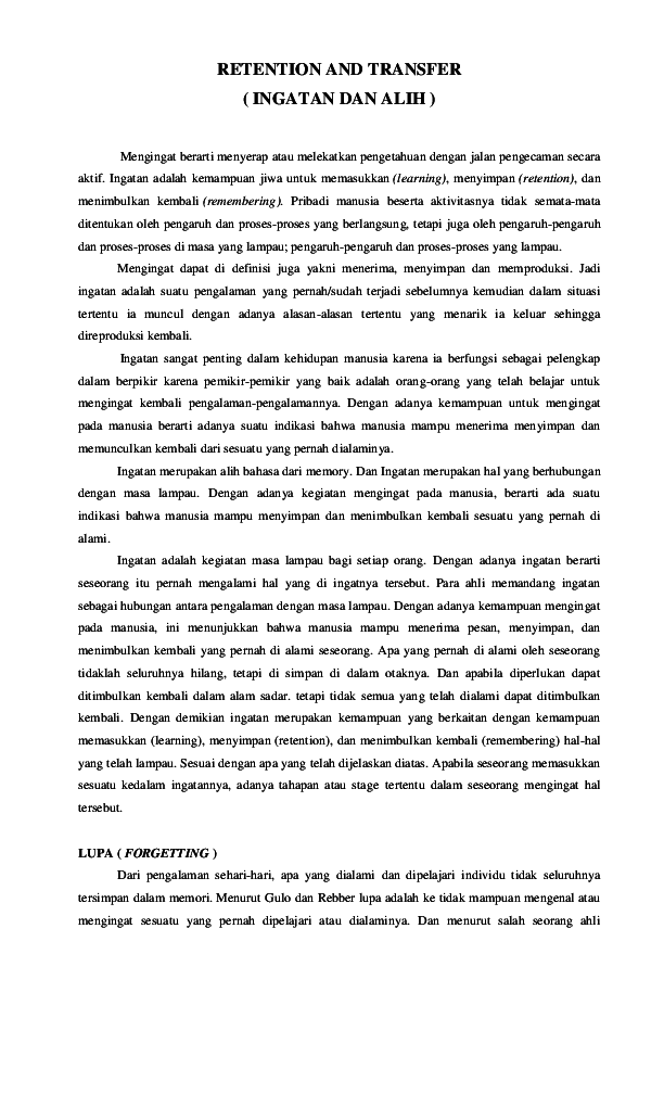 (DOC) RETENTION AND TRANSFER