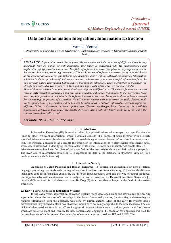(PDF) Data and Information Integration: Information Extraction