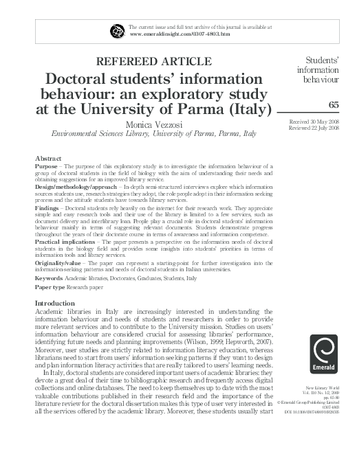 (PDF) Information literacy and action research : An overview and some ...