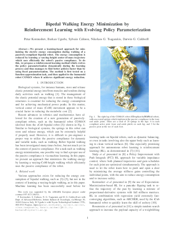 (PDF) Bipedal walking energy minimization by reinforcement learning ...