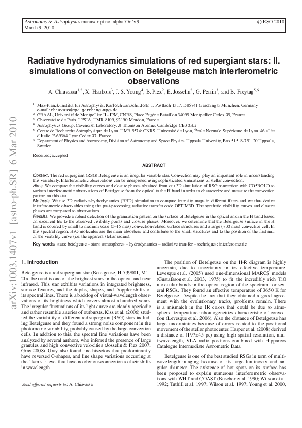 (PDF) Radiative hydrodynamics simulations of red supergiant stars. II ...