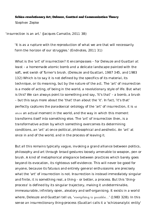 (DOC) Schizo-revolutionary Art; Deleuze, Guattari and Communization