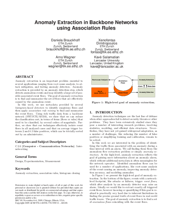 (PDF) Anomaly extraction in backbone networks using association rules