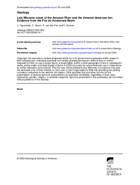 (PDF) Late Miocene onset of the Amazon River and the Amazon deep-sea ... (PDF) Late Miocene onset of the Amazon River and the Amazon deep-sea ...