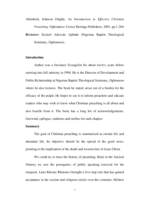 (PDF) An Introduction to Effective Christian Preaching